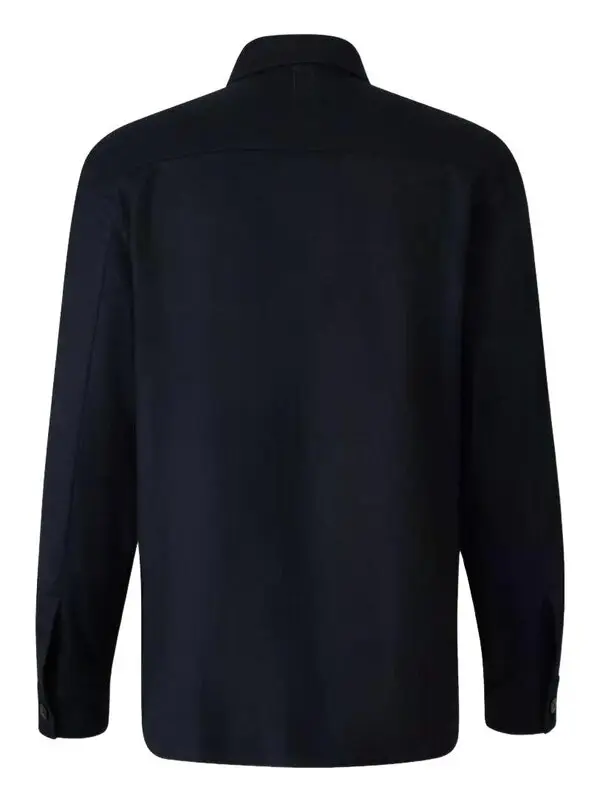 Canali Wool Chest-pocket Shirt Jacket - Blue
