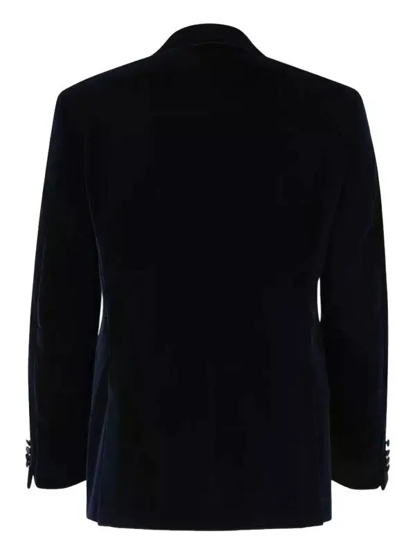 Canali Velvet Single-breasted Blazer - Blue