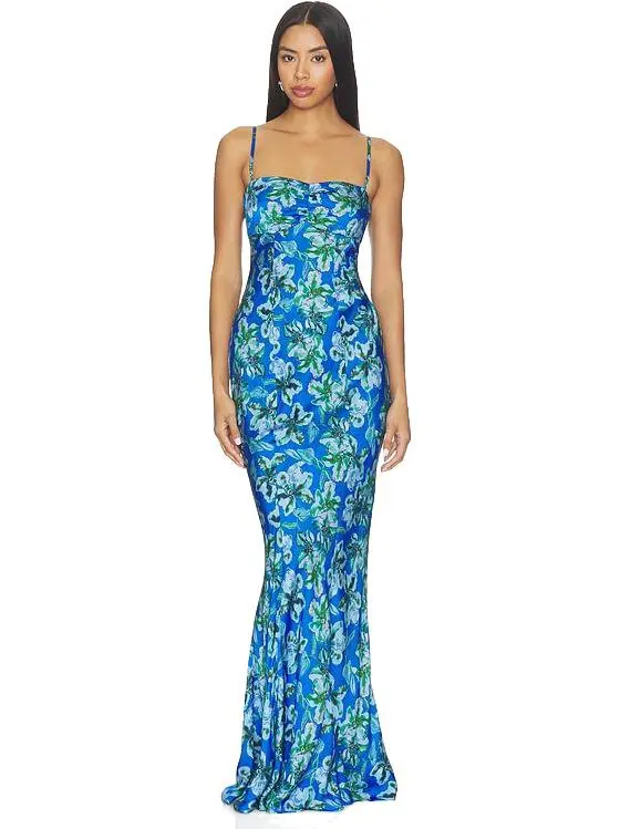 Saloni Renee Long Dress In . Also - Blue