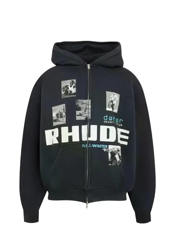 Rhude Chrono Graphic-print Hoodie - Black