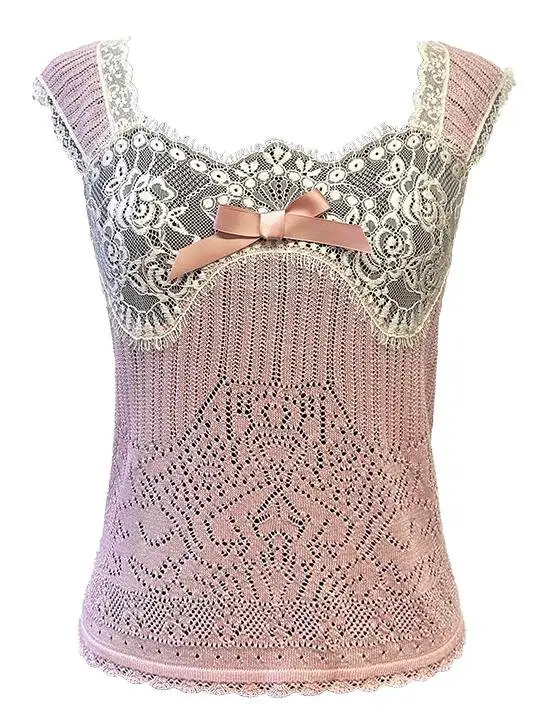 Anna Sui Lingerie Lace Knit Camisole Blush - Pink
