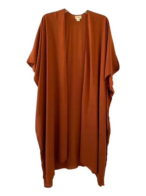Pink Haley Kaia Flowy Kimono Wrap Duster In Terracotta - Brown