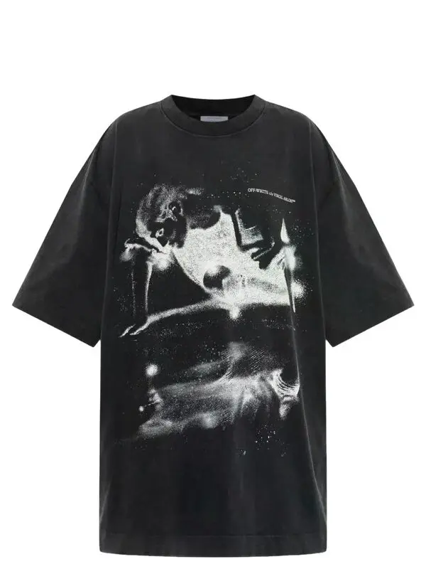 Off-White Graphic-print Mini T-shirt Dress - Black