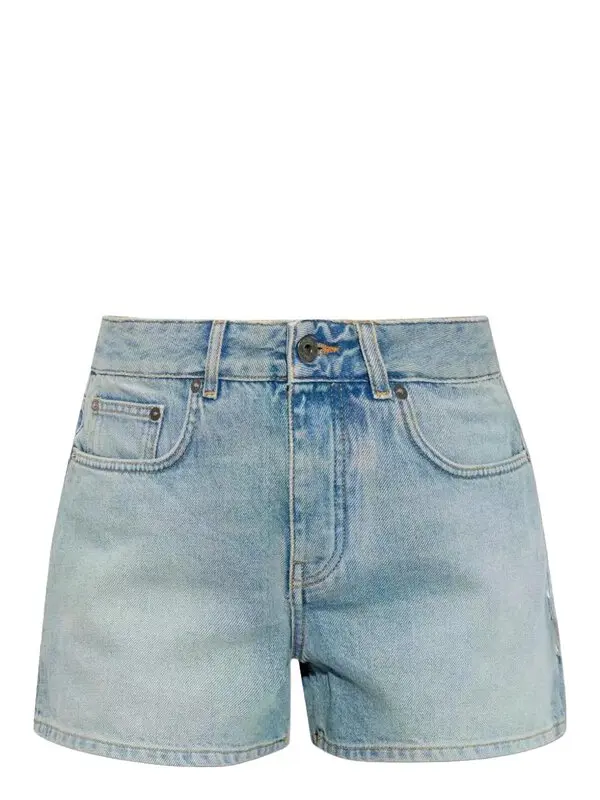 Off-White Logo-embroidered Denim Shorts - Blue