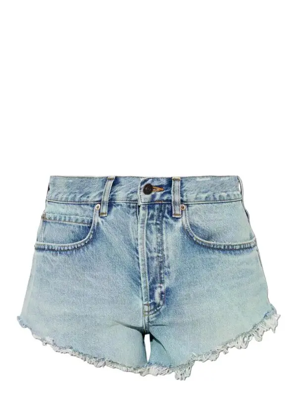 Balenciaga Distressed Frayed-edge Shorts - Blue