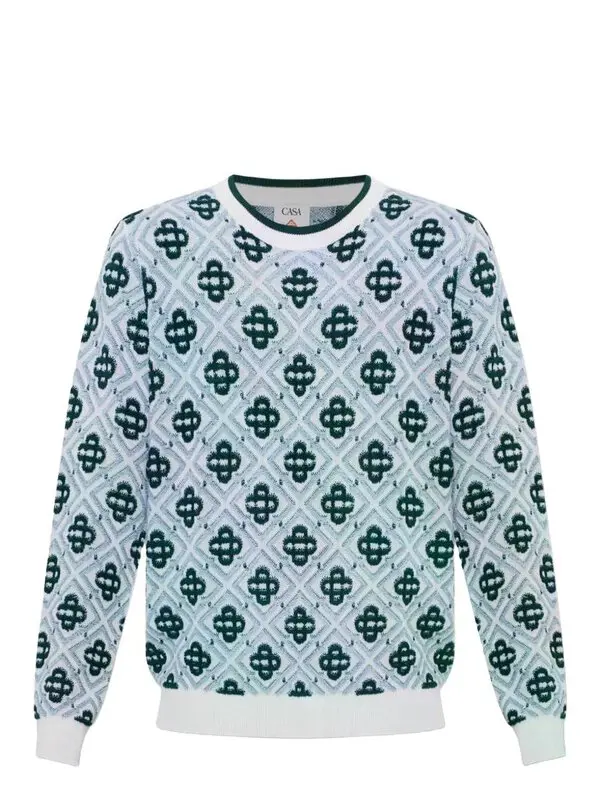 Casablanca Monogram-pattern Wool Sweater - Blue