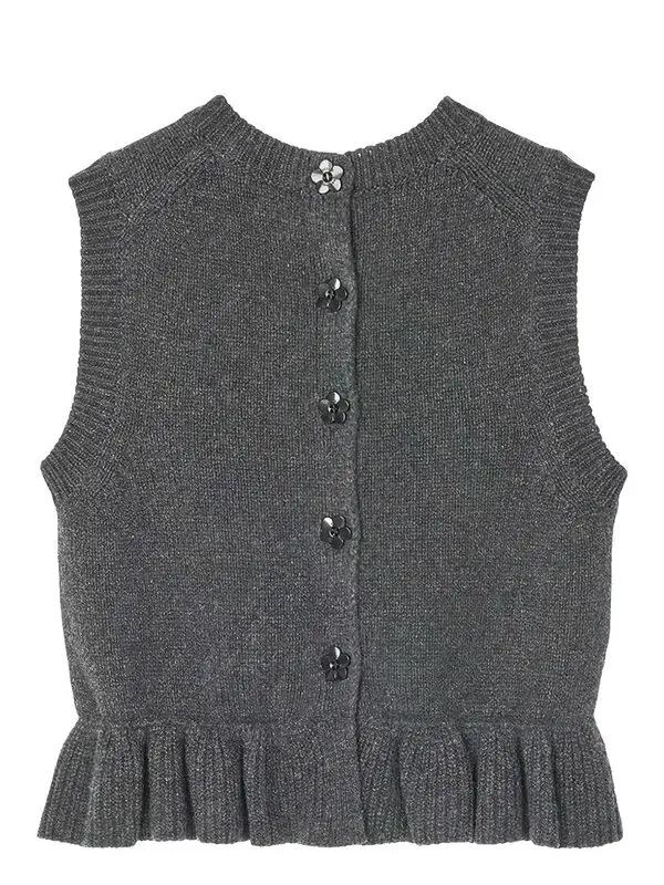 Cecilie Bahnsen Bill Ruffled Knitted Vest - Grey
