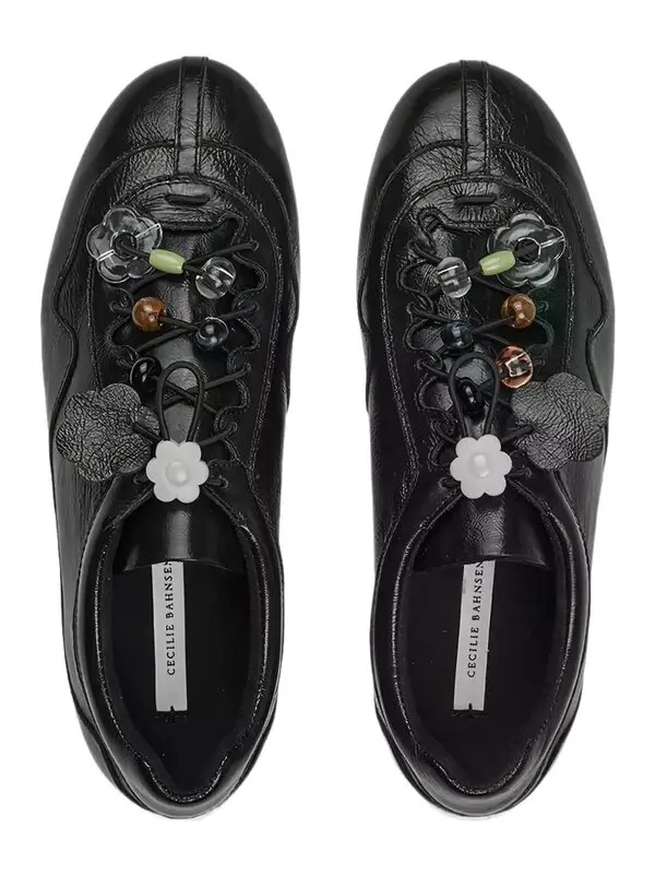 Cecilie Bahnsen Blaise Bead-embellished Leather Low-top Sneakers - Black