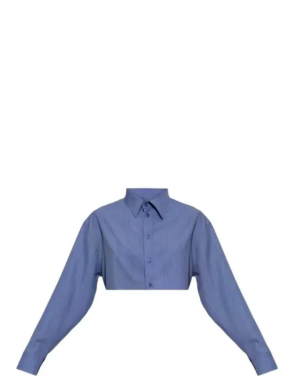 Balenciaga Cropped Long-sleeve Shirt - Blue