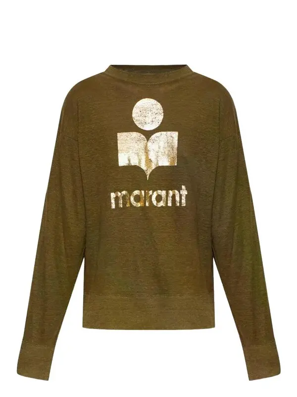 MARANT ETOILE Klowia Logo-printed Long-sleeved T-shirt - Green