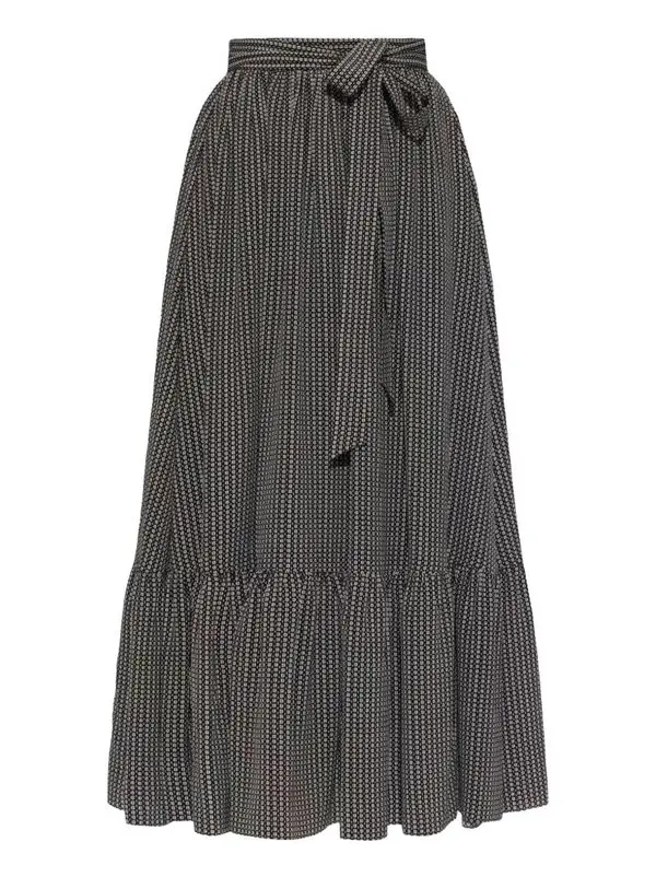 Chloé Geometric-print Tiered Midi Skirt - Black