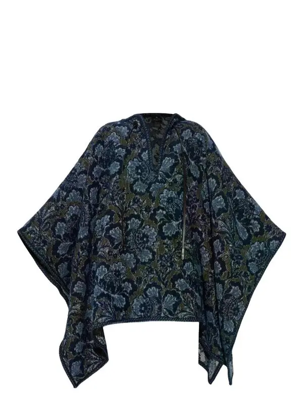 Etro Floral-motif Poncho - Blue