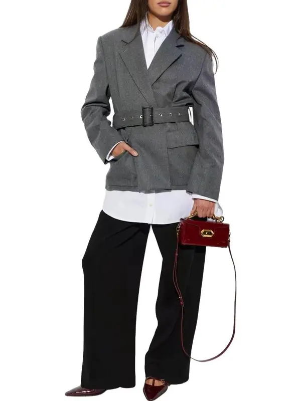 LANVIN Belted Virgin-wool Blazer - Grey