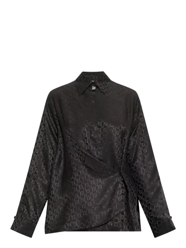 Fendi Monogram-pattern Wrap Shirt - Black