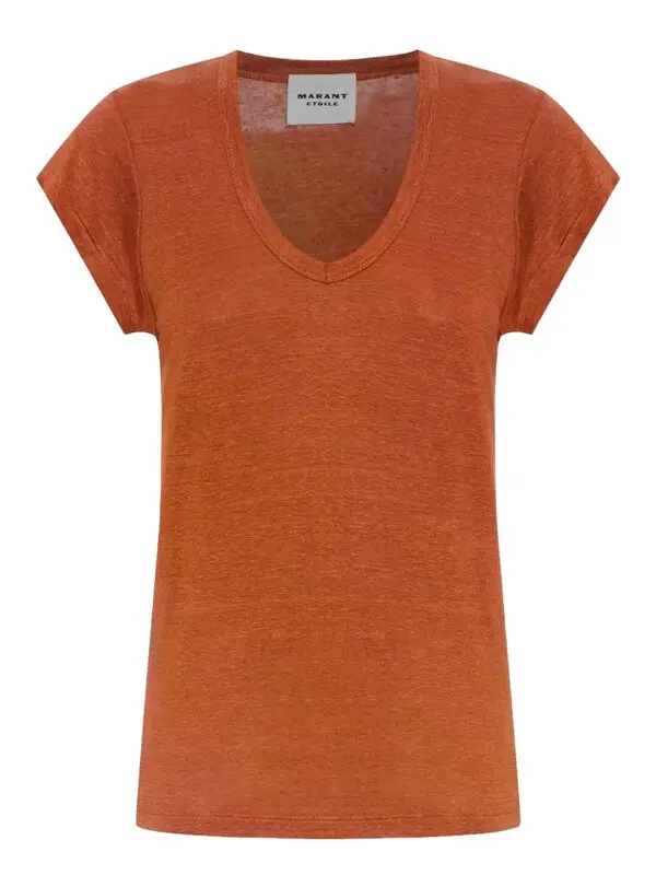 MARANT ETOILE Zankou V-neck T-shirt - Orange