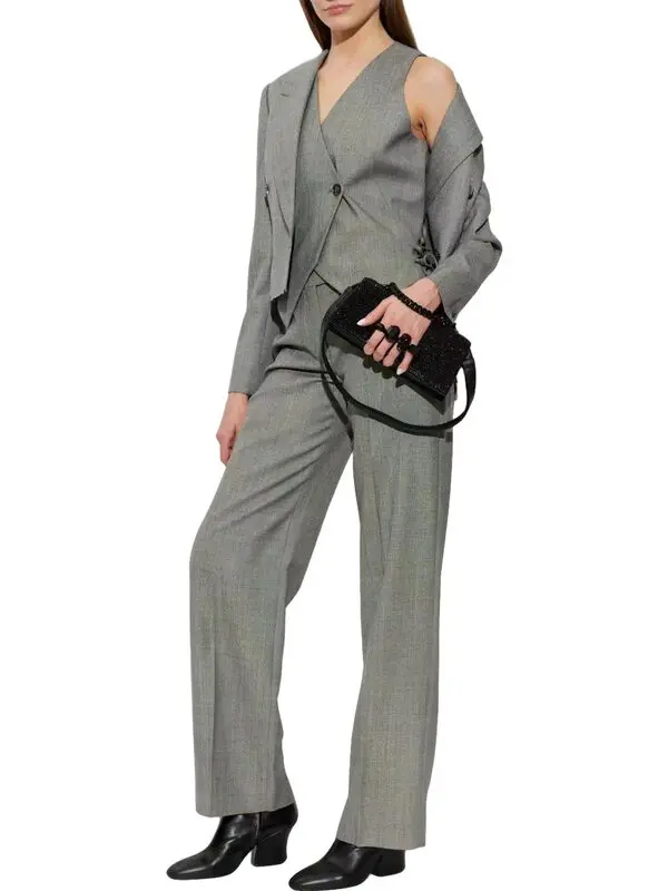 Alexander McQueen Lace-up Asymmetric-hem Vest - Grey