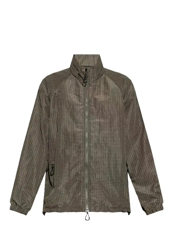 Comme Des Garçons Plaid High Neck Zip-up Jacket - Brown