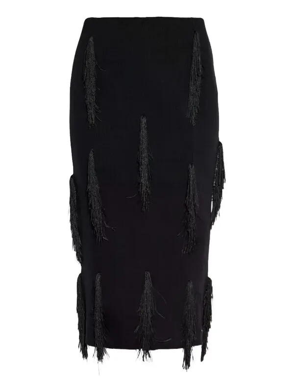 IRO PARIS Fringed Ribbed-knit Skirt - Black