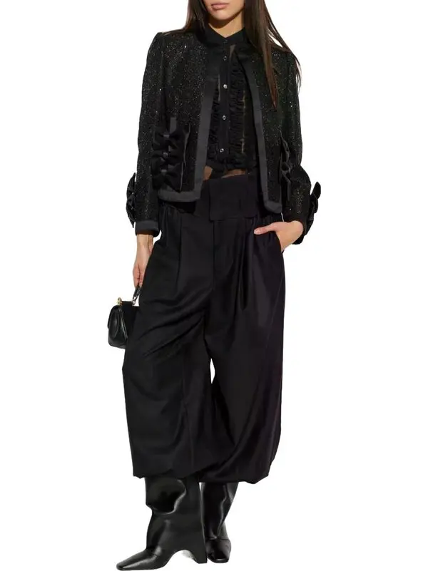 Noir Kei Ninomiya Elasticated-cuff Wool Trousers - Black