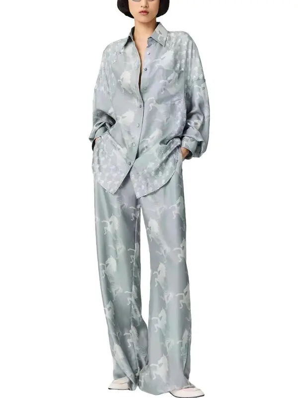 Stella McCartney Horse-print Silk Shirt - Blue