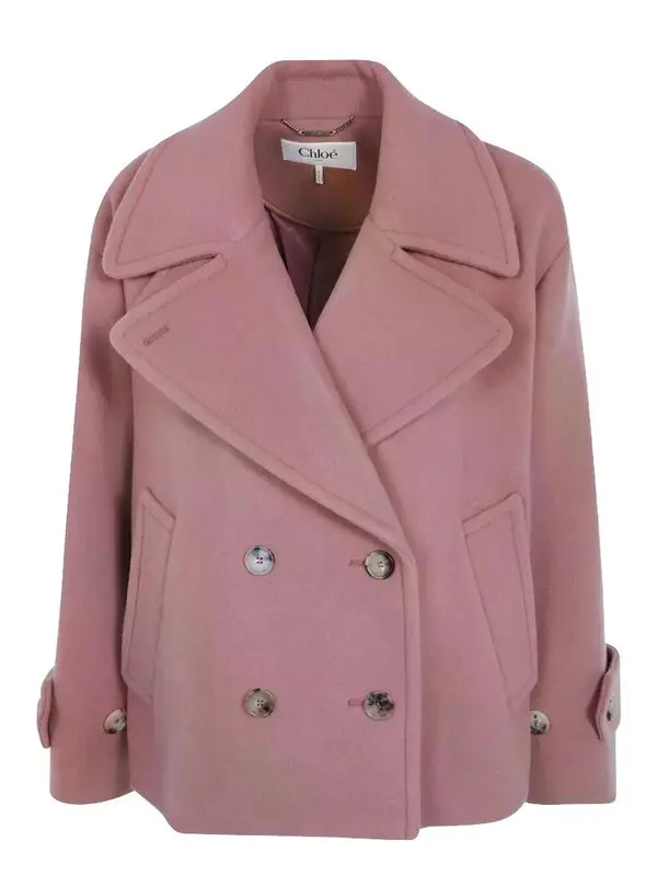 Chloé Wool Double-breasted Coat - Pink