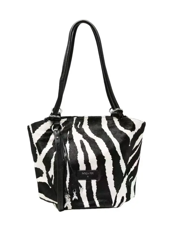 Patrizia Pepe Zebra-print Shoulder Bag - Black