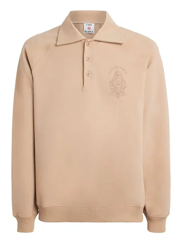 Casablanca Stretch-cotton Spread-collar Sweatshirt - Beige