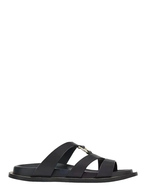 FERRAGAMO Gancini Leather Sandals - Black