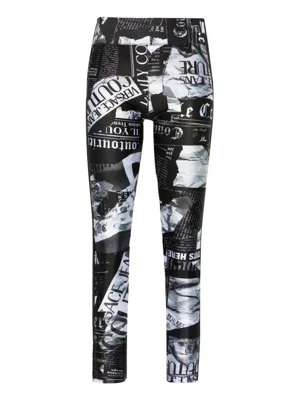 Versace Magazine-print Leggings - Black