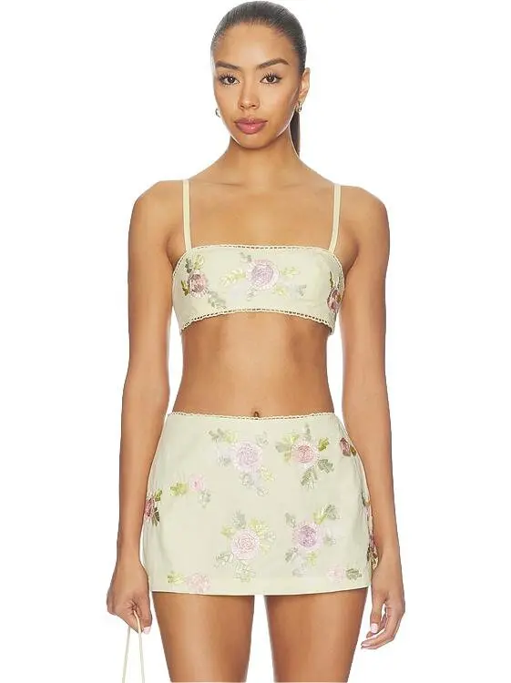 For Love & Lemons Ribbon Flowers Top In . Also - Multi
