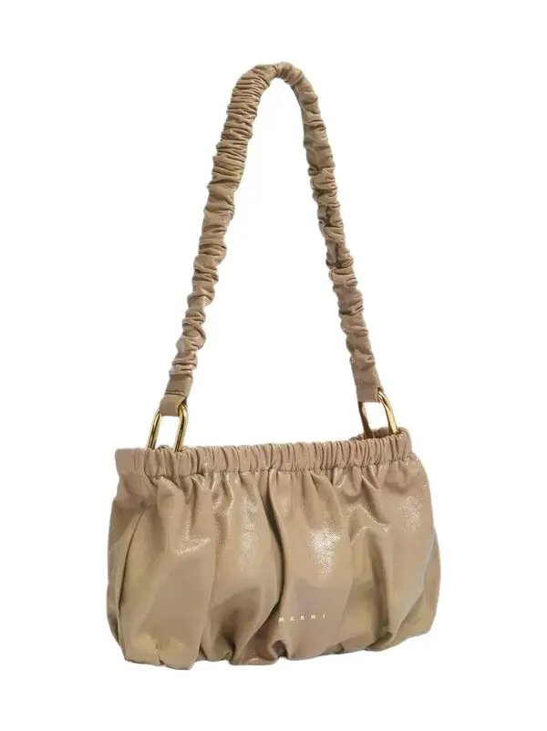 Marni Crinkled Gathered Shoulder Bag - Neutrals
