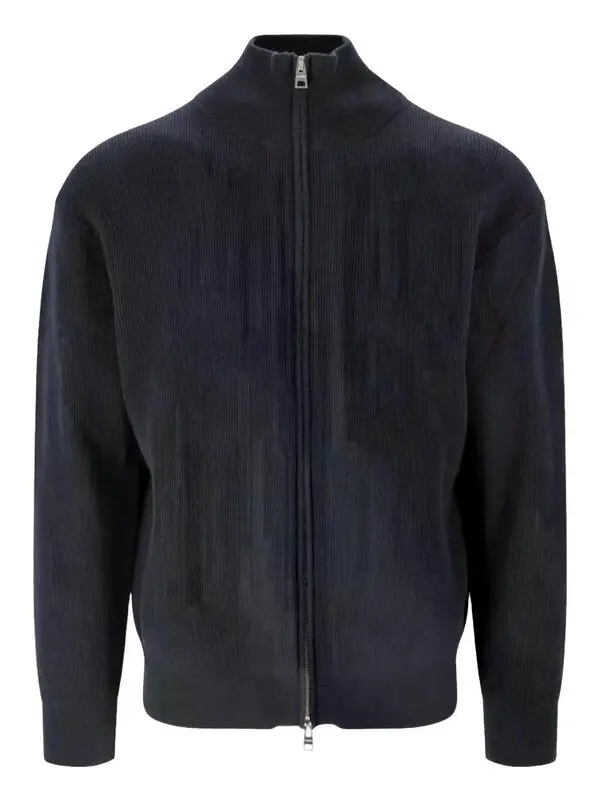 Closed Ribbed-knit Zip-up Cardigan - Blue