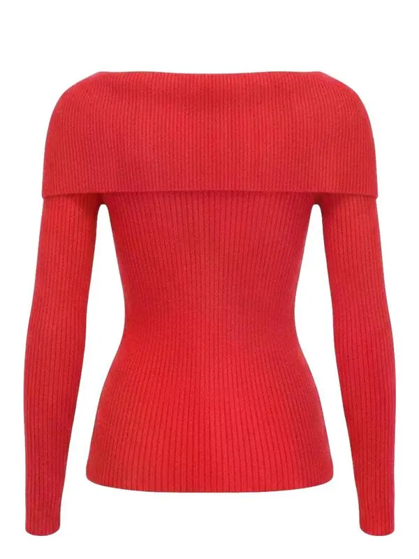 Isaia Ribbed-knit Off-the-shoulder Sweater - Red