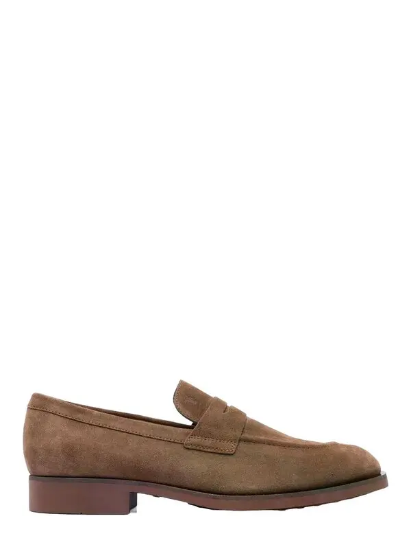 TOD'S Penny Slot Suede Loafers - Brown