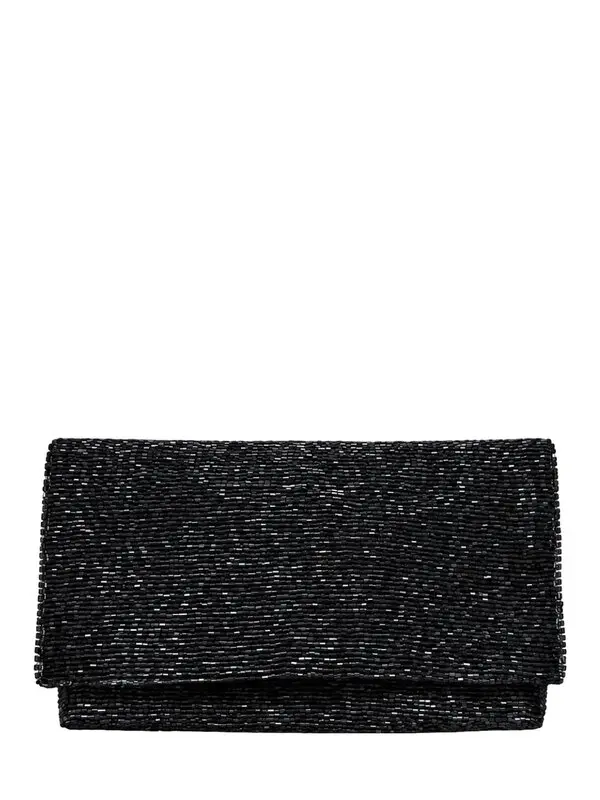 PICK HAPPY Steel Cut Beaded Petite Clutch - Black