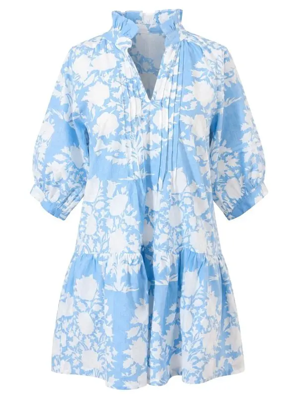PICK HAPPY Chloe Mini Dress With Pintuck Tree Baby - Blue