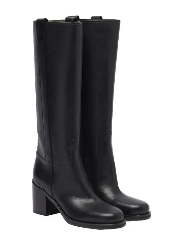 Brunello Cucinelli Monili Leather Knee-high Boots - Black
