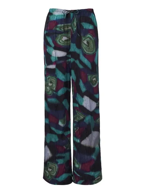 Dries Van Noten Printed Moire Wide-leg Pants - Multicoloured
