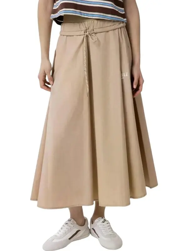 GAELLE PARIS Drawstring-waist Logo-print Midi Skirt - Neutrals