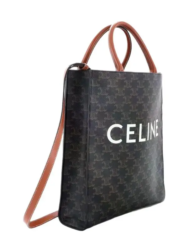Celine Vertical Cabas Triomphe Coated Canvas Small Tote Bag - Brown