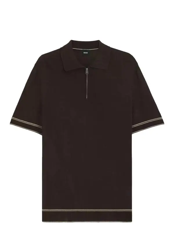 BOSS Zip-fastening Tipped Polo Shirt - Brown