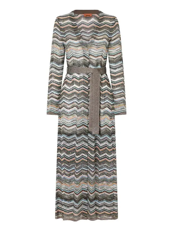 Missoni Striped Belted Crochet-knit Cardigan - Multi