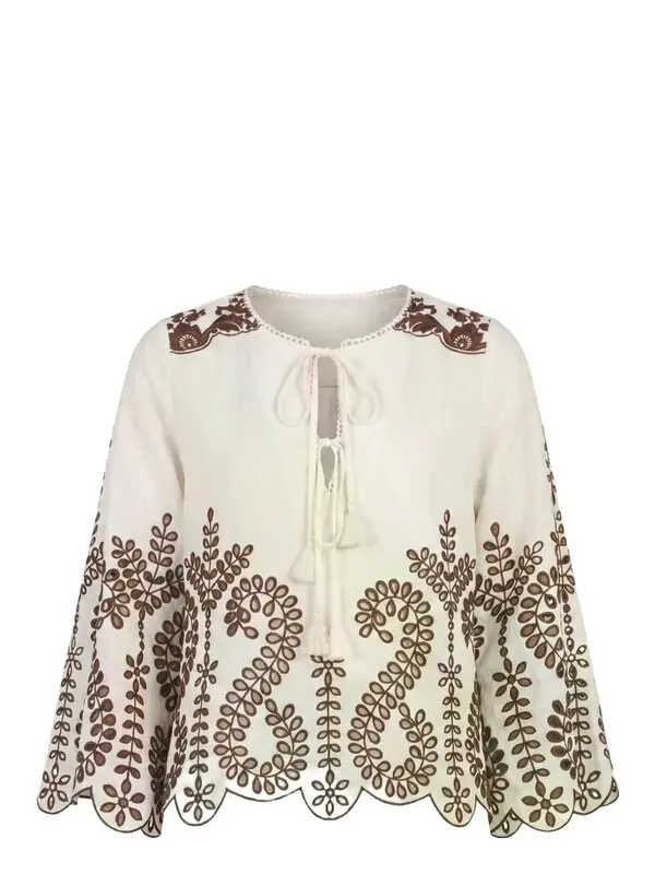 CHRISTY LYNN Kora Embroidered Blouse - Neutrals