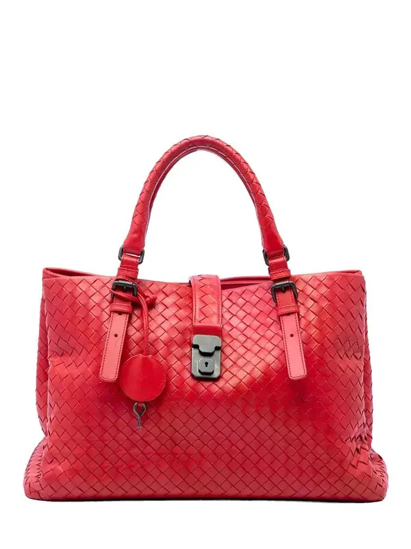 Bottega Veneta 2012-2026 Medium Nappa Intrecciato Roma Tote Bag - Red