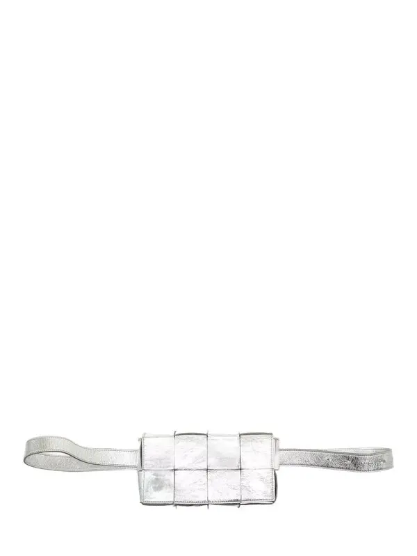 Bottega Veneta 2012-2026 Mini Paper Calfskin Intrecciato Cassette Belt Bag - Silver
