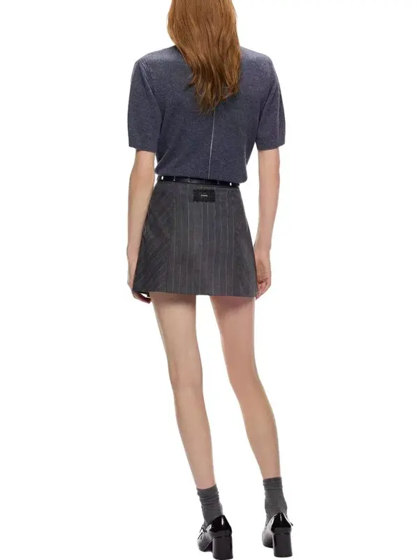 Pinko Pinstriped Pleated Mini Skirt - Grey