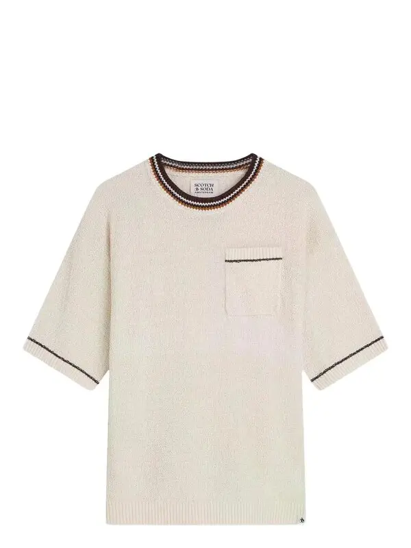 Scotch & Soda Knitted Cotton T-shirt - Neutrals