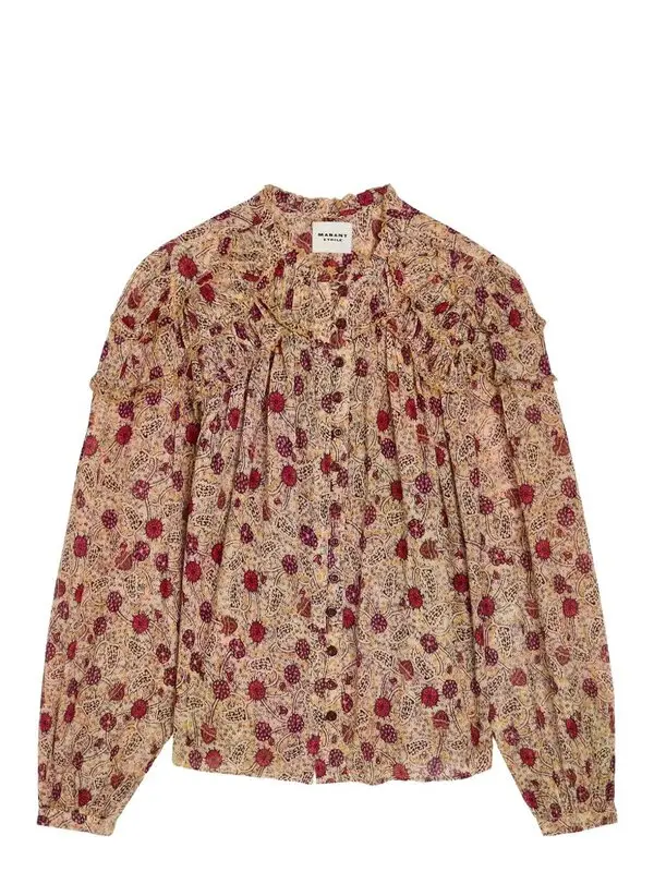 MARANT ETOILE Christa Floral-print Ruffled Shirt - Neutrals