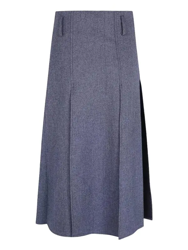 DRHOPE Pleated Skirt With Side Slit - Grey