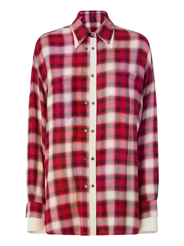 Pinko Oversized Shirt With Check Pattern - Red